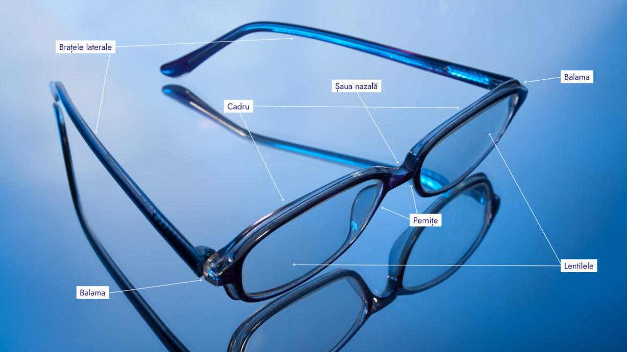 Părțile componente ale unei perechi de ochelarilor de vedere (și de ...